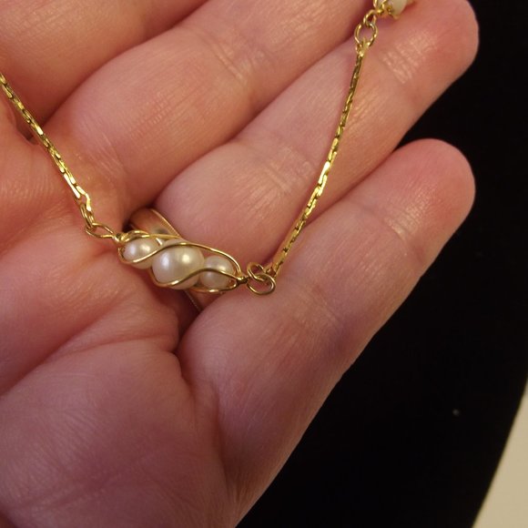 Jewelry | Vintage Gold Plated Chain With Encased Pearls Dainty | Poshmark